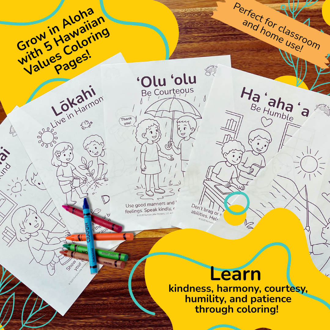 Growing in Aloha: Hawaiian Values Coloring Pages – Nurture Little Thinkers