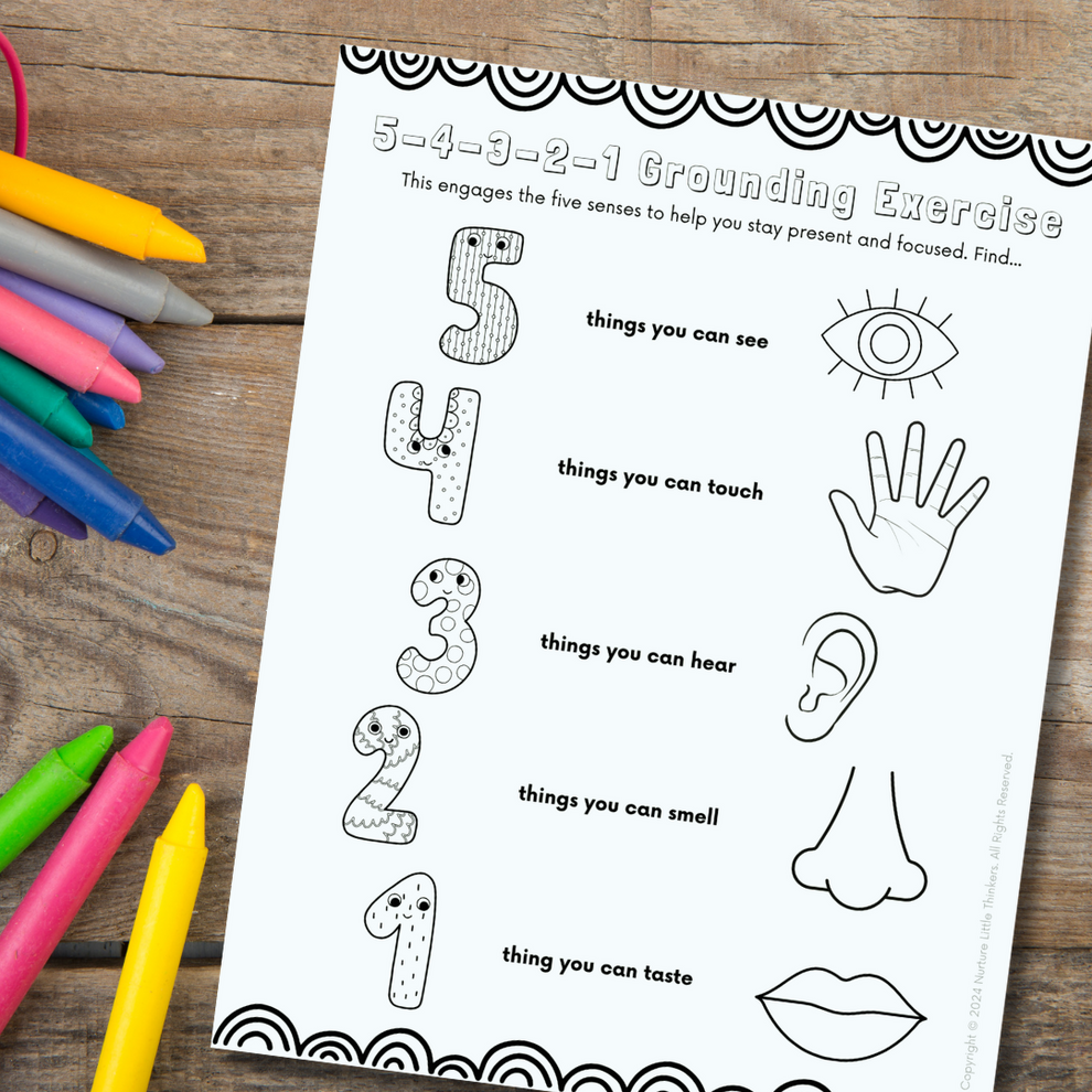 5-4-3-2-1 Grounding Themed Coloring Page – Nurture Little Thinkers